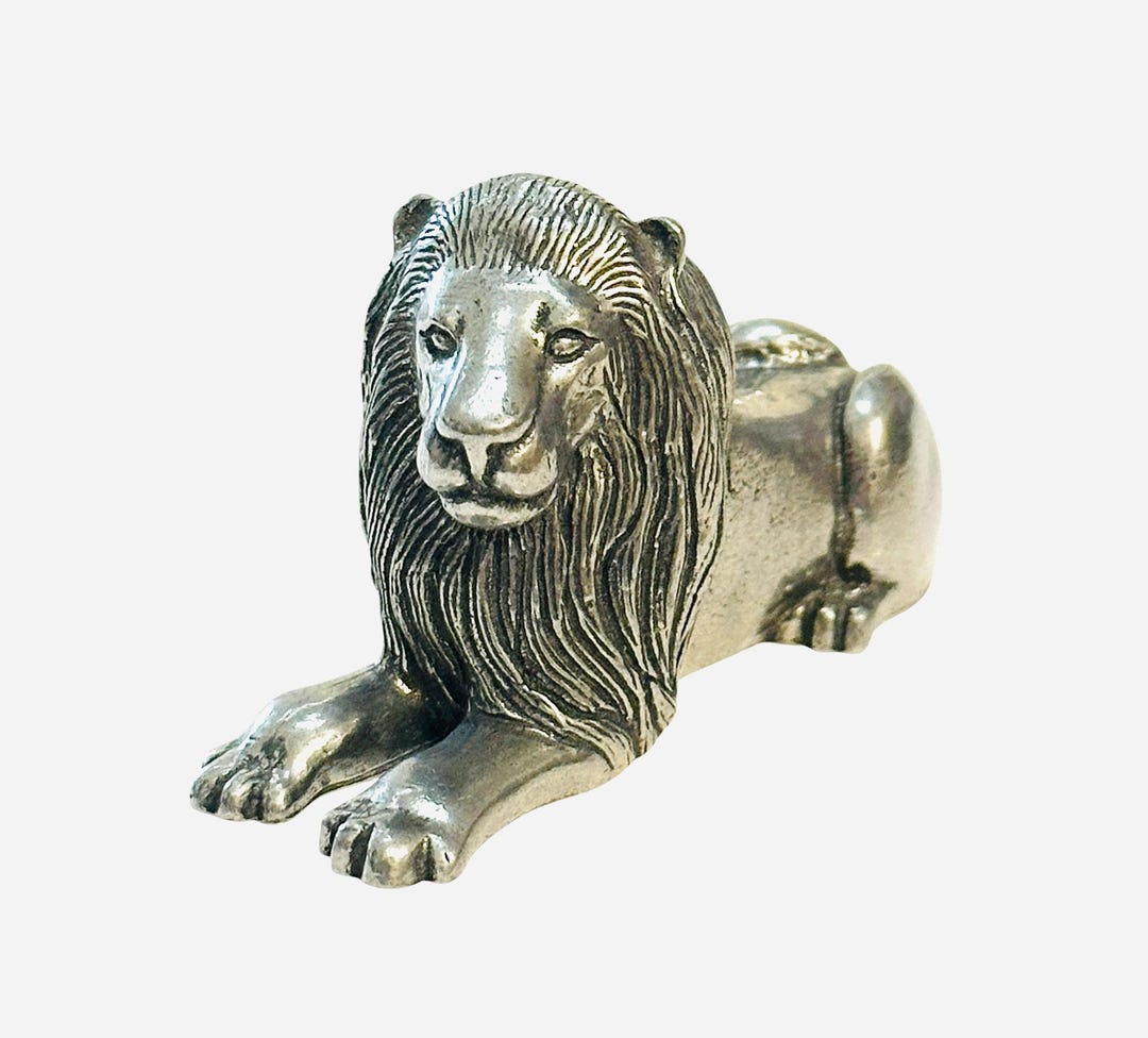 Fabulous Pewter Lion Figurine - Resting Lion - Kirk Pewter - Lion Lover ...