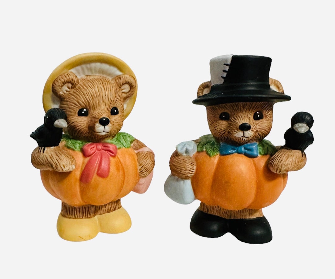 Vintage Pumpkin Patch Bear Figurines Vintage Halloween Figurines HOMCO ...