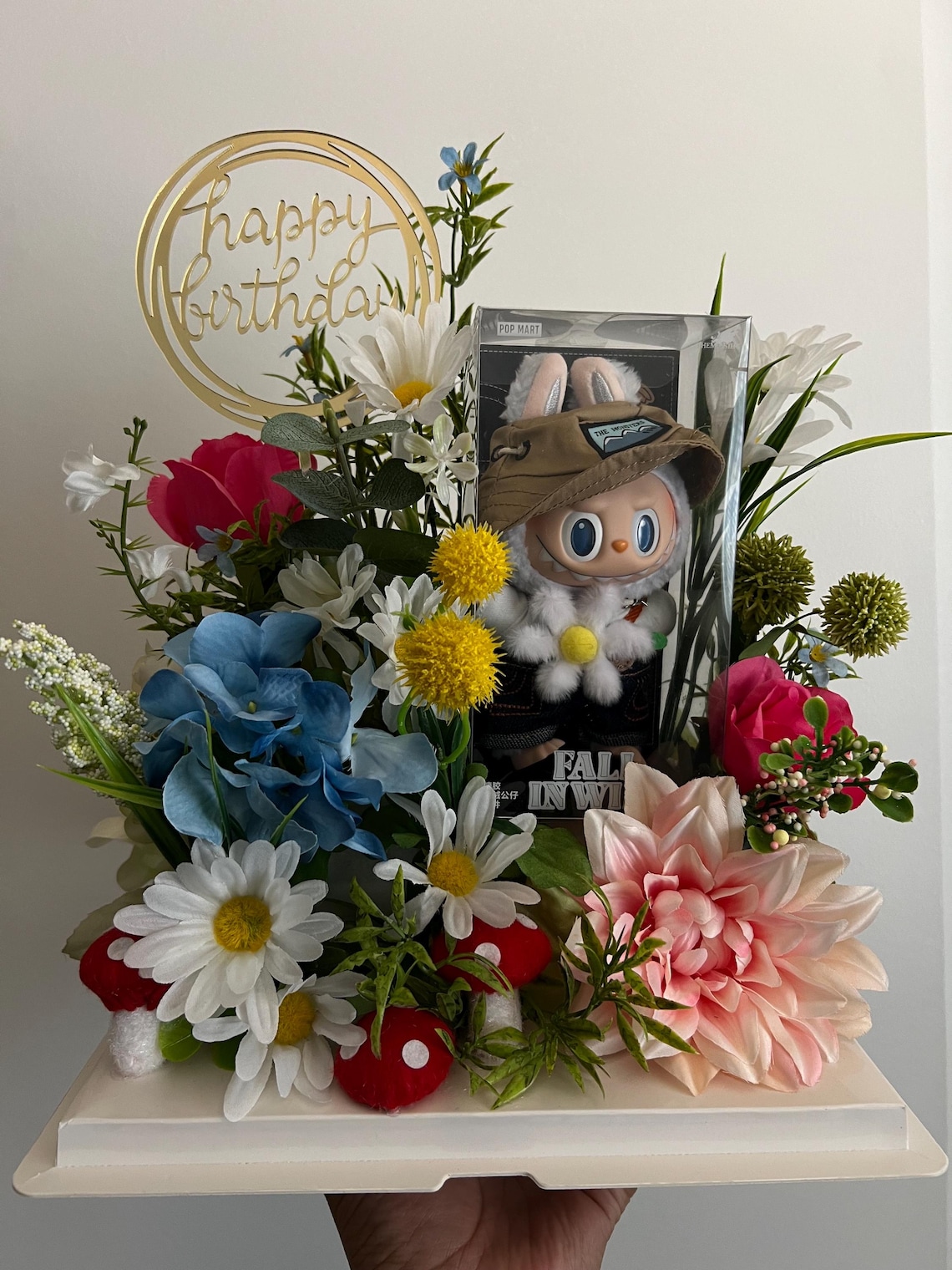 Labubu Birthday Gift Box Floral Arrangement With Plush Labubu Fall in ...