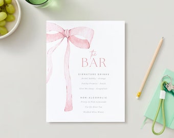 Mimosa Bar Menu Sign She's Tying the Knot Bridal Shower Card, Blush ...