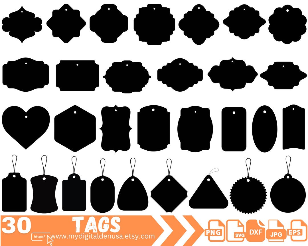 Tag SVG, Tags SVG Bundle, Tags Template, DXF, Label,cloth, Gift, Custom ...