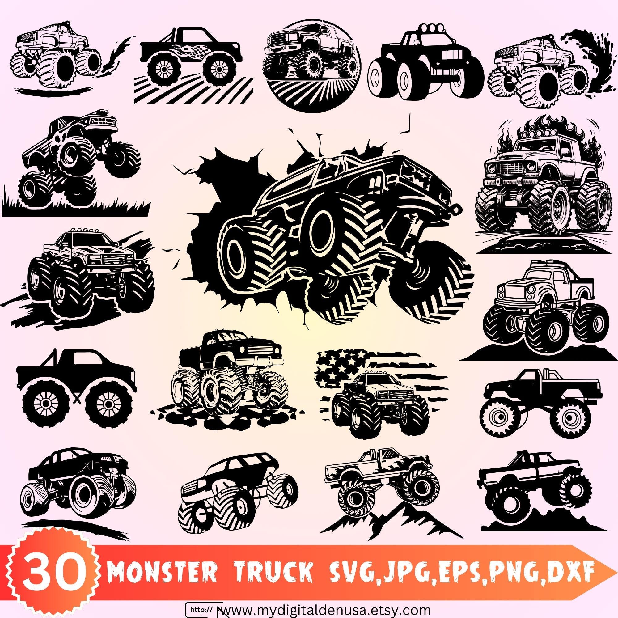 Monster Truck SVG PNG Bundle, Transportation Clipart, Monster Truck ...
