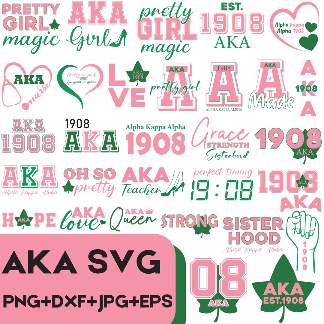 AKA Svg Bundle, Alpha Kappa Alpha Png, AKA Letter Svg, Rush Svg, Greek ...