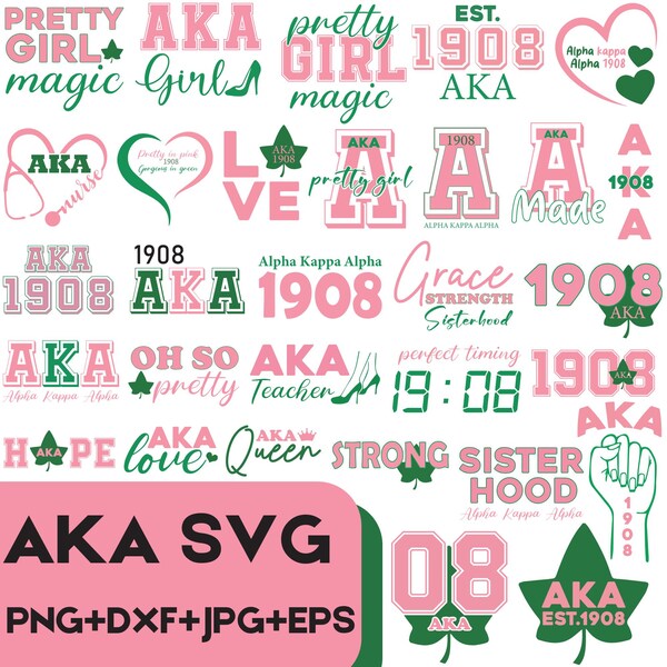 Alpha Kappa Alpha Sorority Clipart - Etsy