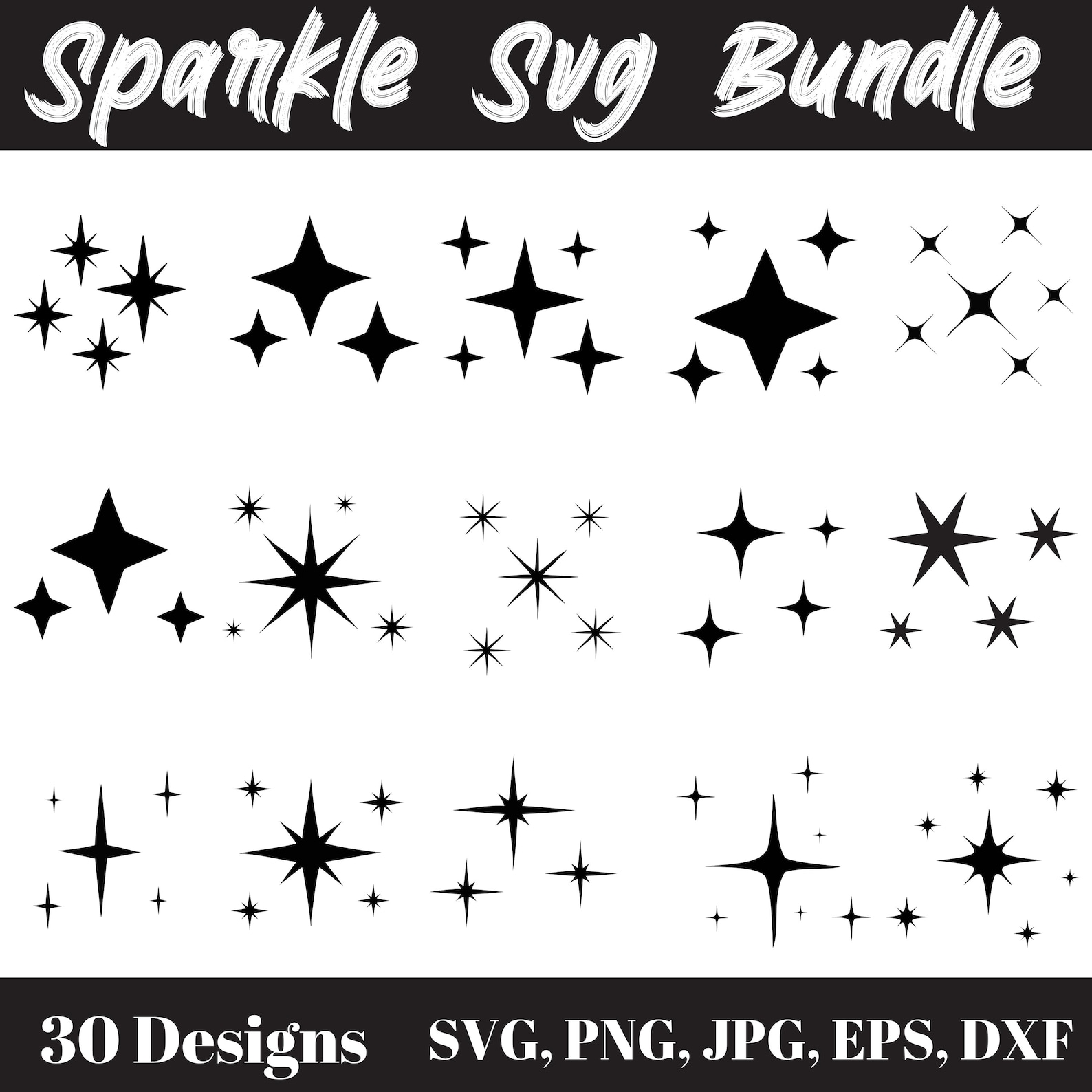 Sparkle Svg Bundle, 30 Designs, Sparkle Cut File, Sparkle Art, Stars ...