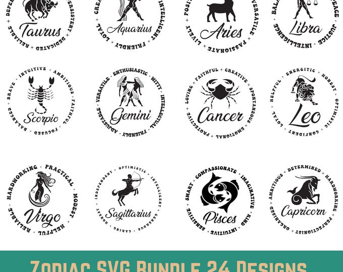 Zodiac Signs SVG Bundle, Constellation Signs Svg, Astrology, Horoscope ...
