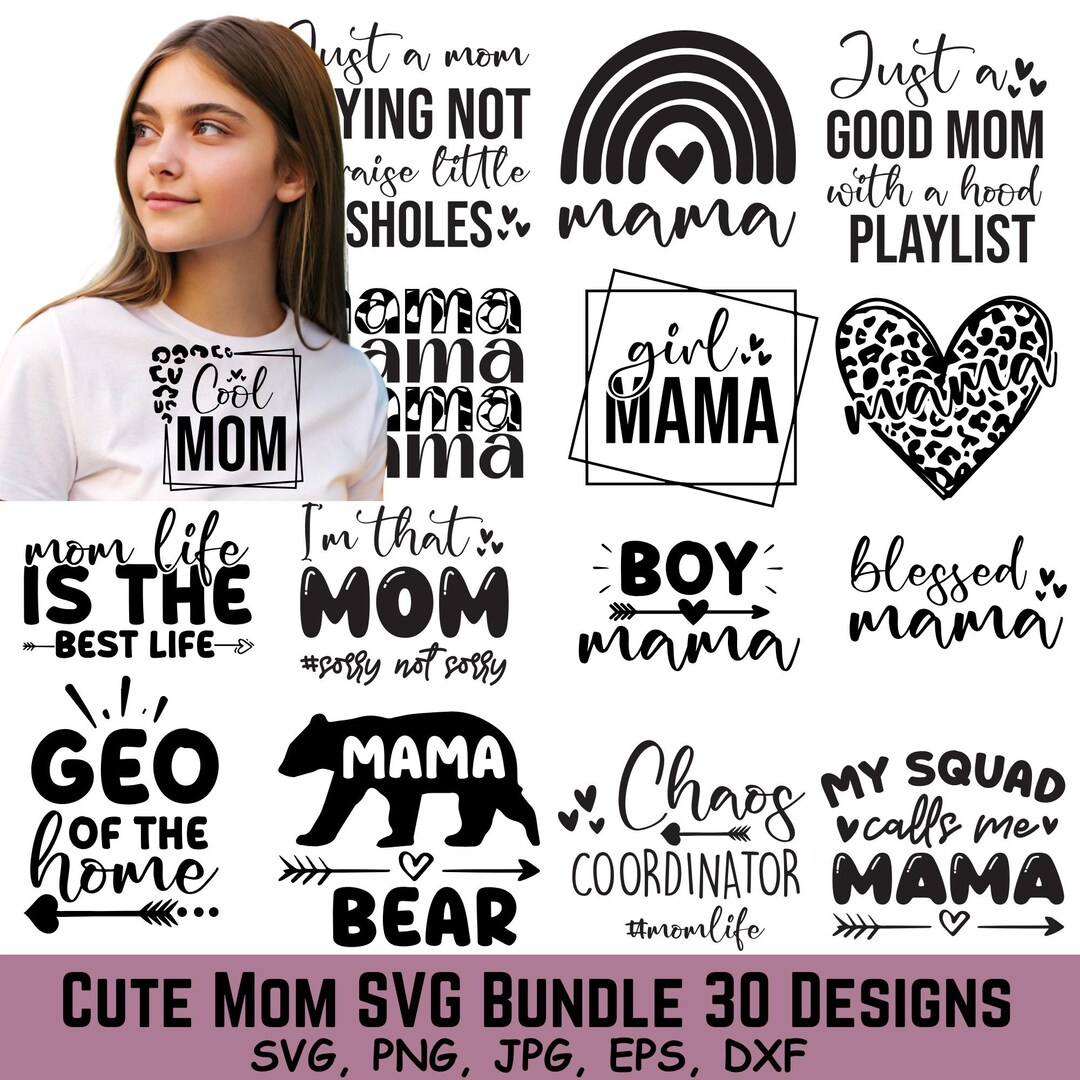 Mama SVG Bundle, Trendy Retro Mama Cut Files Cricut & Silhouette ...