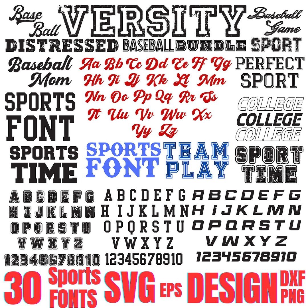 Sports Font SVG Bundle, Font for Cricut, Sporty Fonts, Jersey Number ...