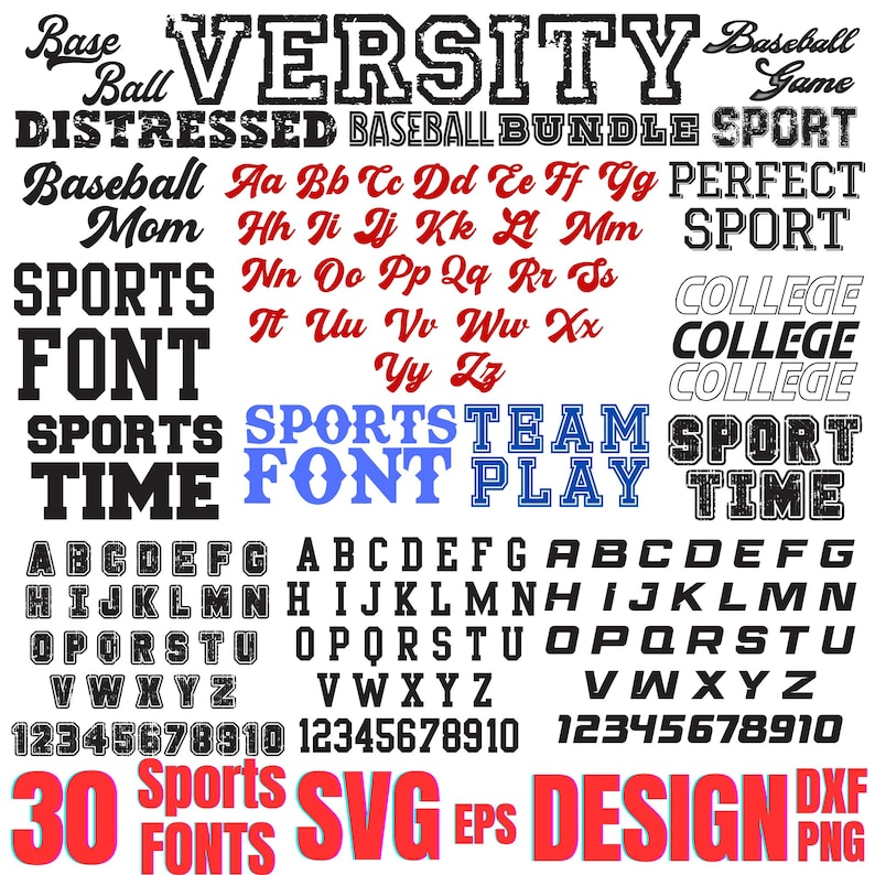 Sports Font Svg Bundle, Designs for Cricut, Sporty Fonts Svg Designs ...