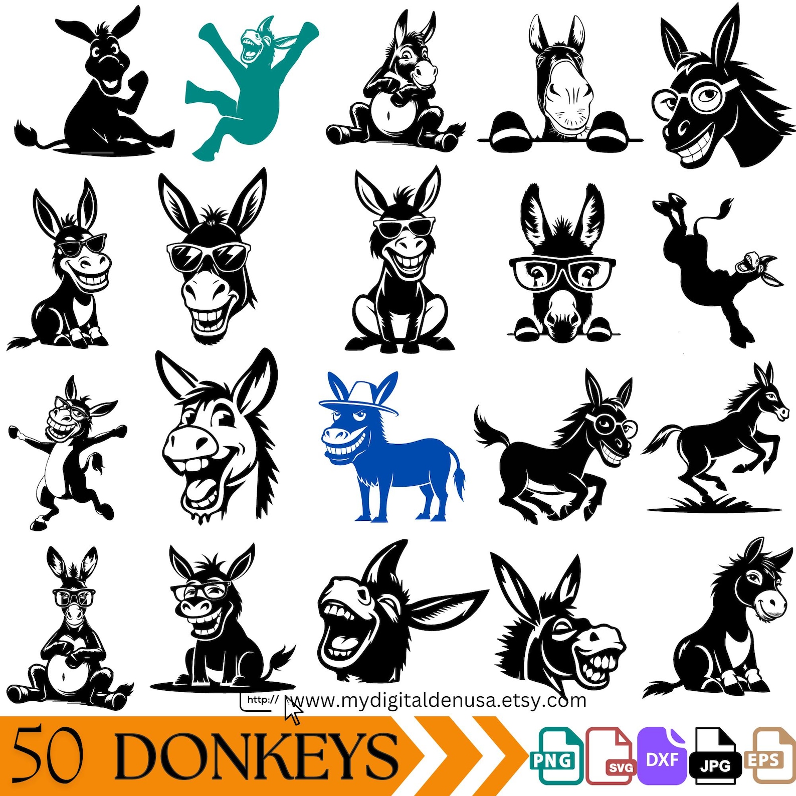 Donkeys Bundle Designs Svg, Donkey Png, Funny Donkey SVG | Humorous ...
