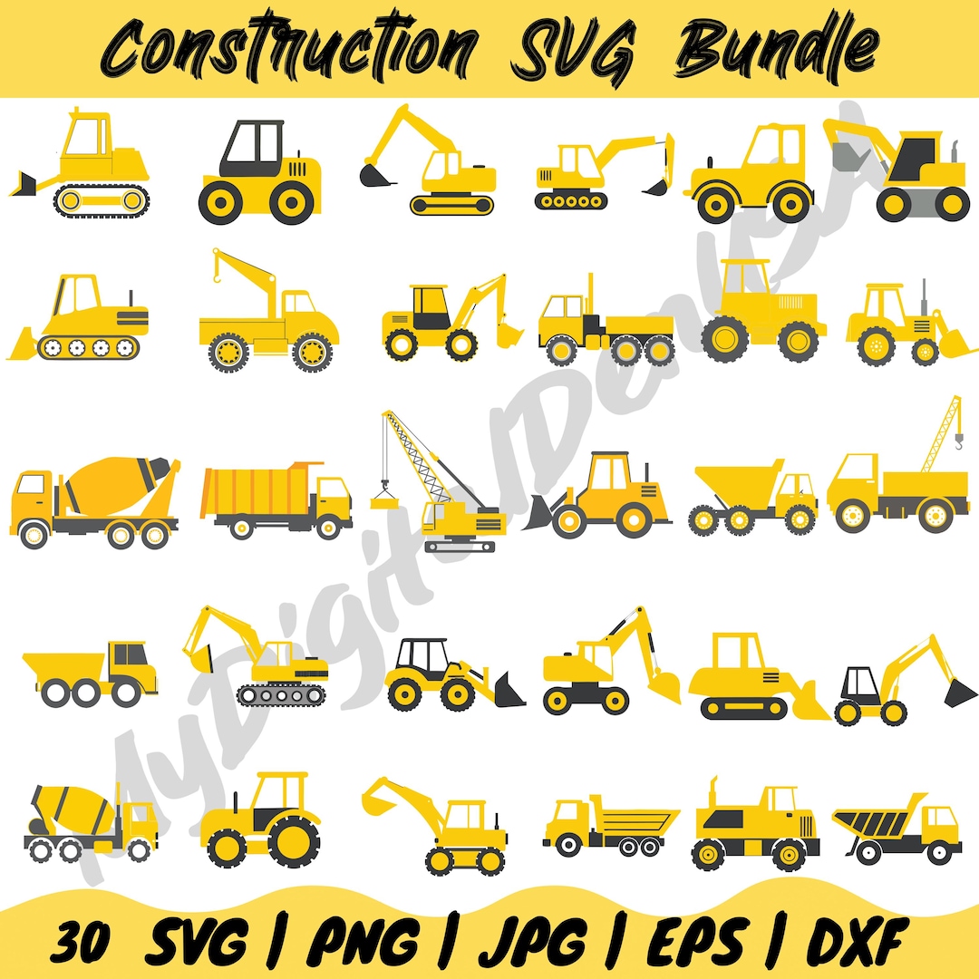 Construction Vehicles SVG Bundle, Construction Svg, Construction Trucks ...