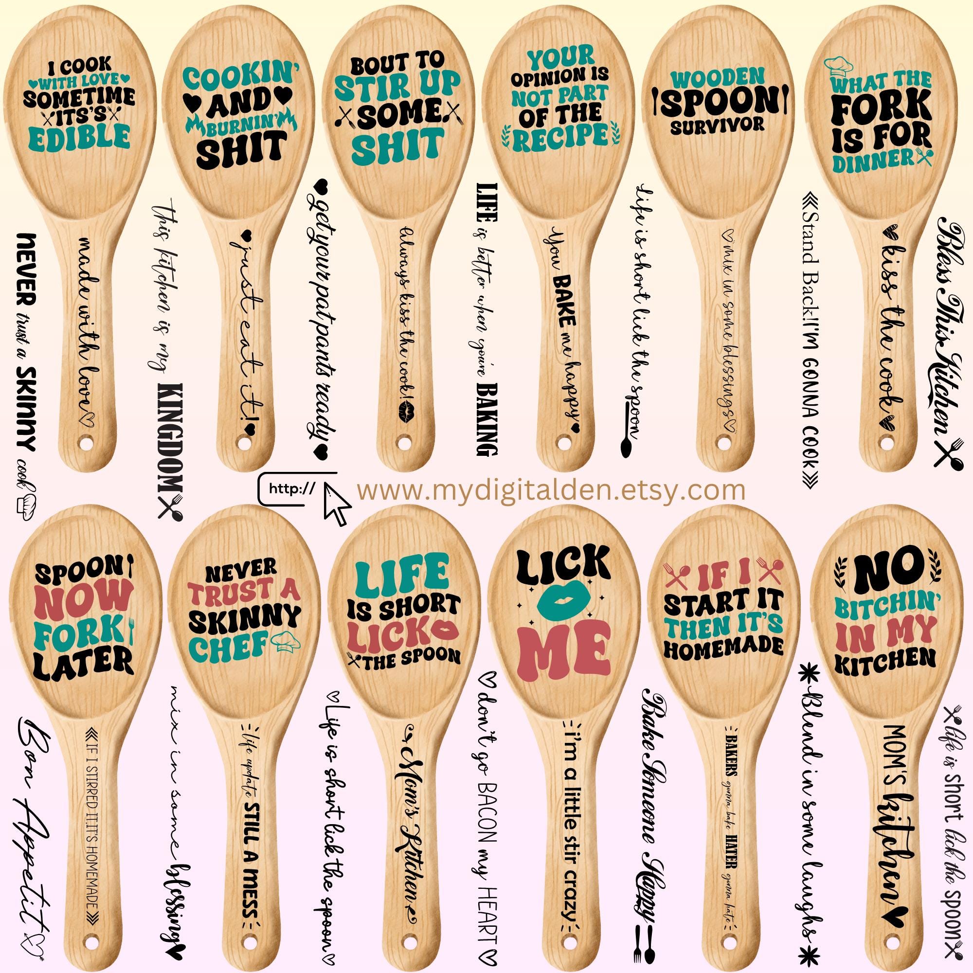 Spoon Handle SVG Bundle, Funny Kitchen Quotes, Spatula Quotes SVG ...