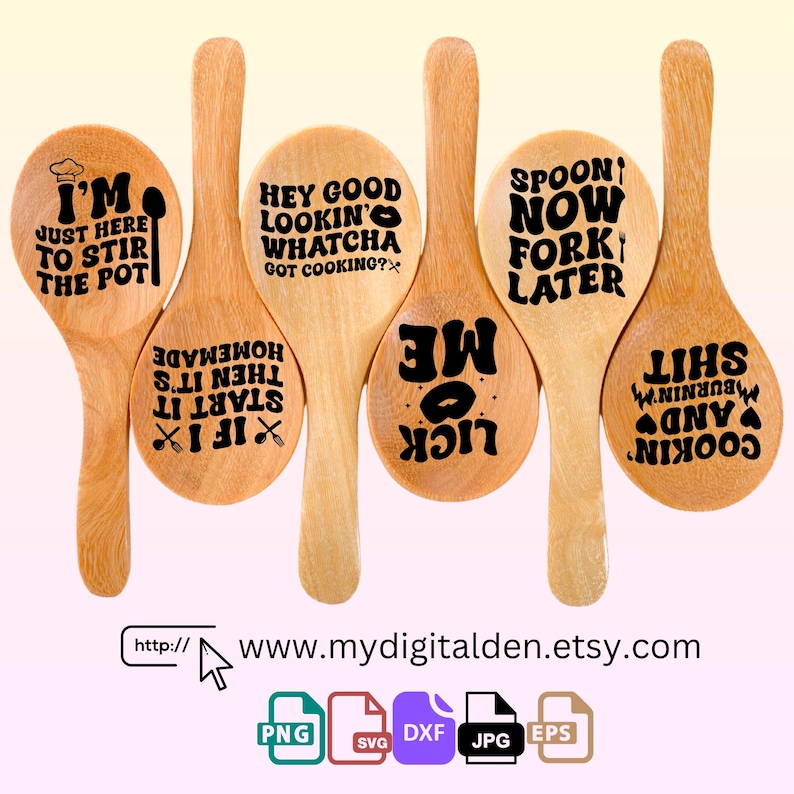 Spoon Handle SVG Bundle, Spatula Quotes SVG, Funny Kitchen Quotes ...