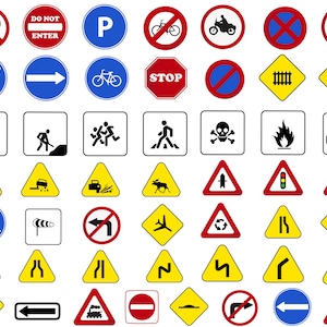 Traffic Signs SVG Bundle, Road Safety Graphics (50 Files) Instant ...
