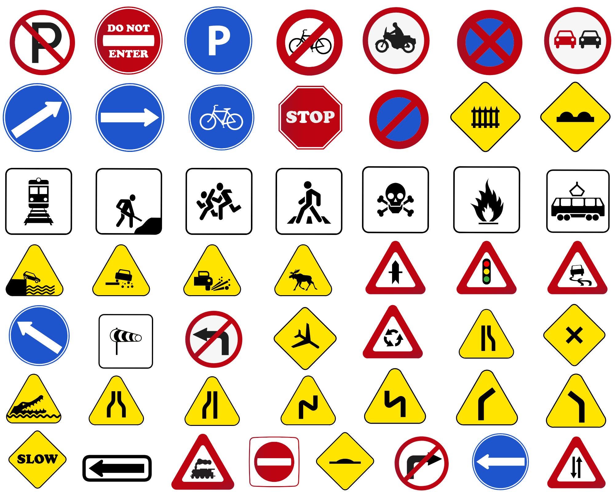 Traffic Signs SVG Bundle, Road Safety Graphics (50 Files) Instant ...