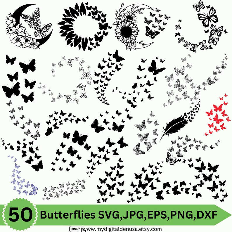 Flying Butterflies Svg Bundle, Butterfly Svg, Butterfly Swarm Svg ...