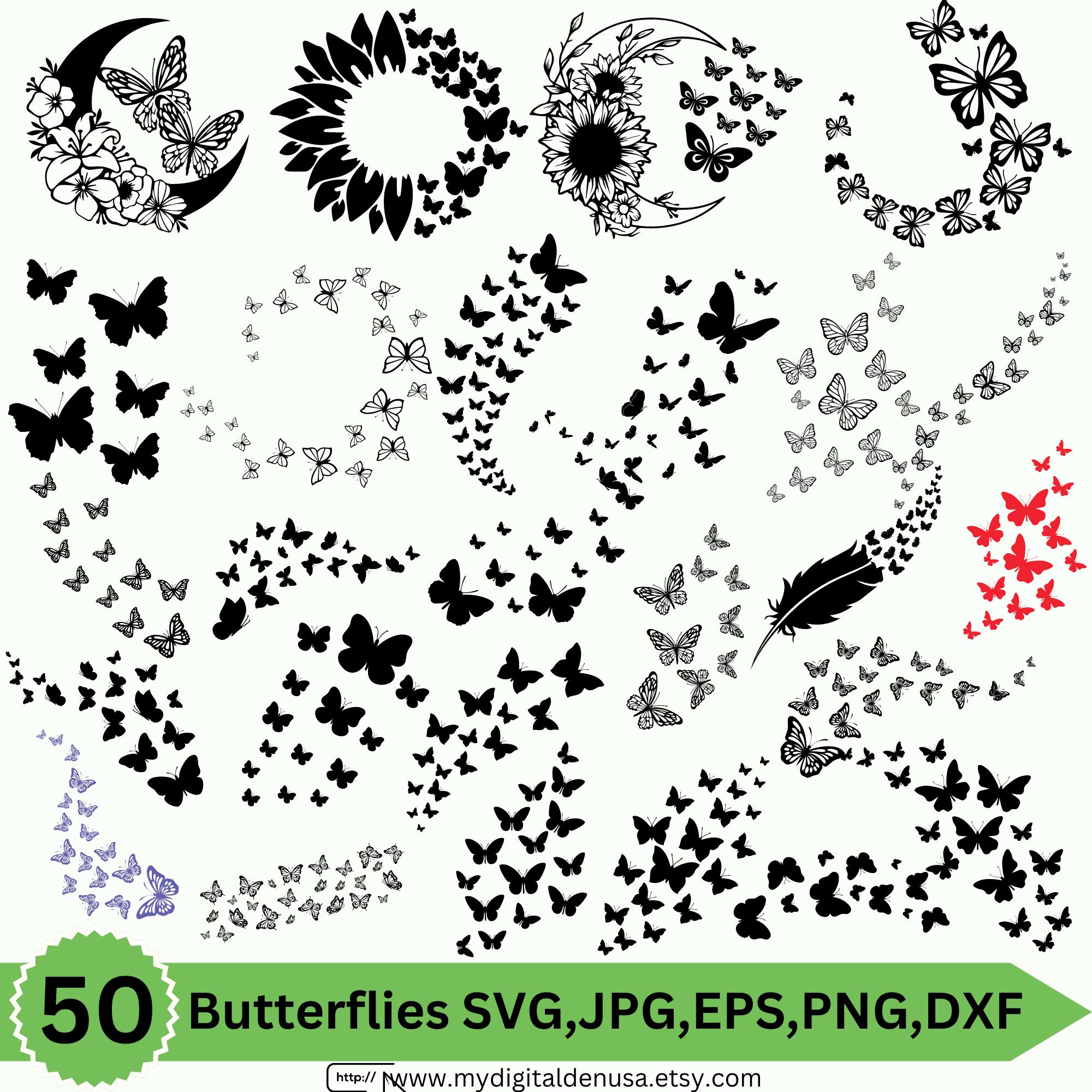 Flying Butterflies Svg Bundle, Butterfly Svg, Butterfly Swarm Svg ...