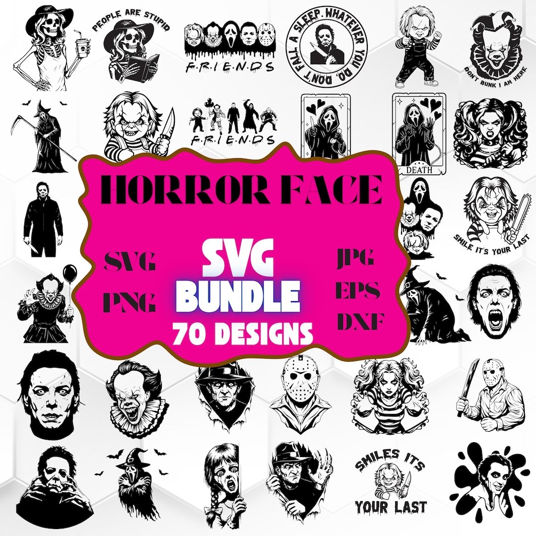 Halloween Horror Characters Svg, Hallowe Mega Svg Png , Horror Movies ...
