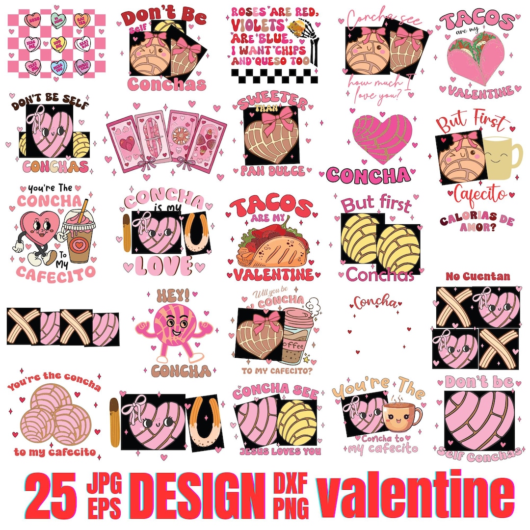 Concha Valentine's Bundle Png, Happy Valentine's Day,retro Valentine ...