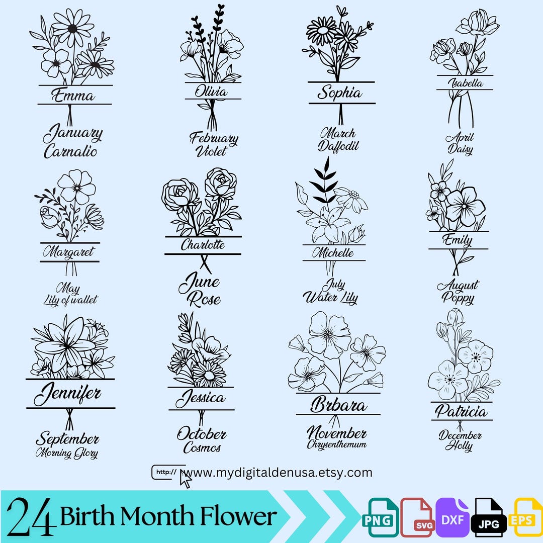 Birth Month Svg Bundle | Flower Bouquet Svg | Birth Flower Svg | Floral ...