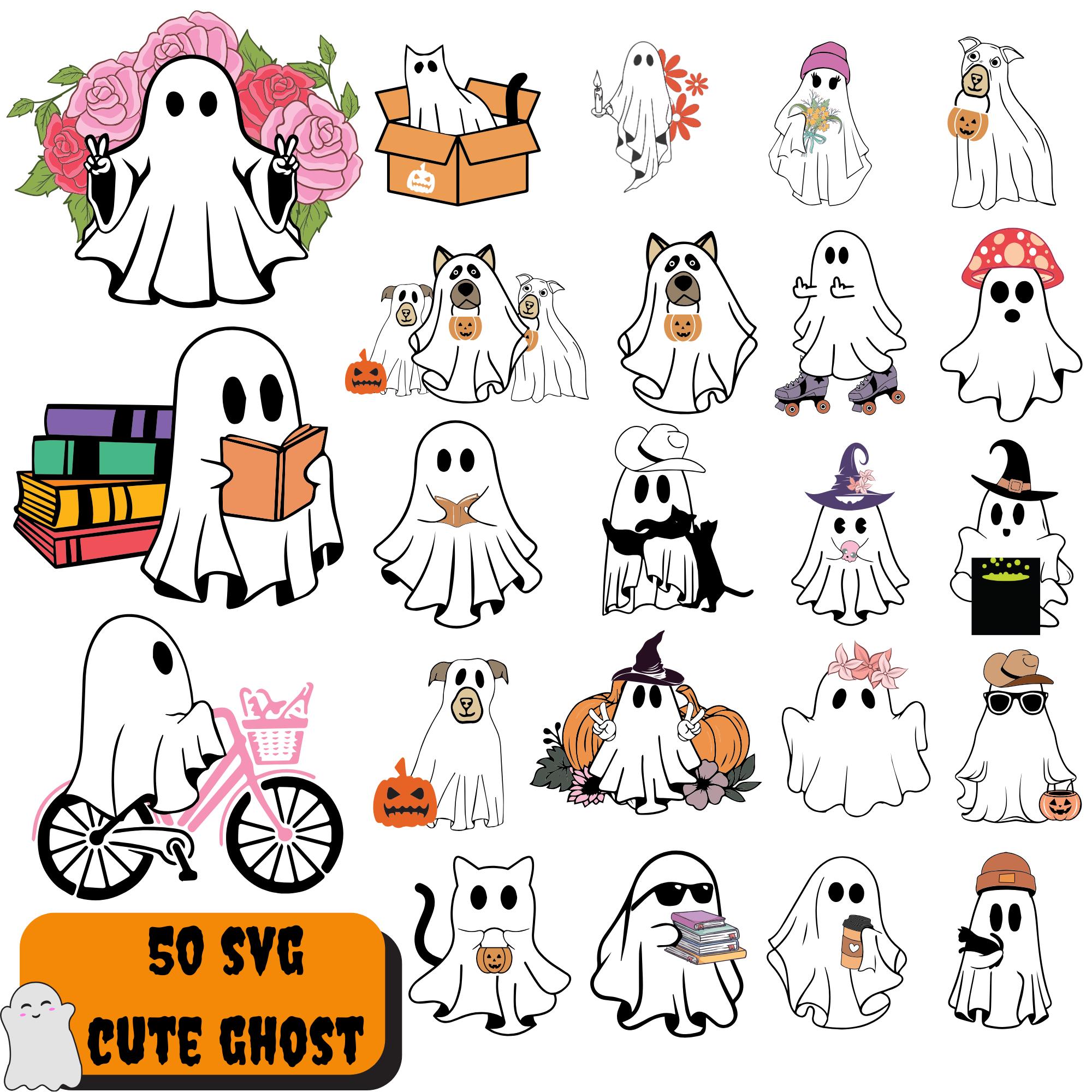 Cute Ghost Svg Bundle, Halloween Svg, Animal Svg, Ghost Clipart ...