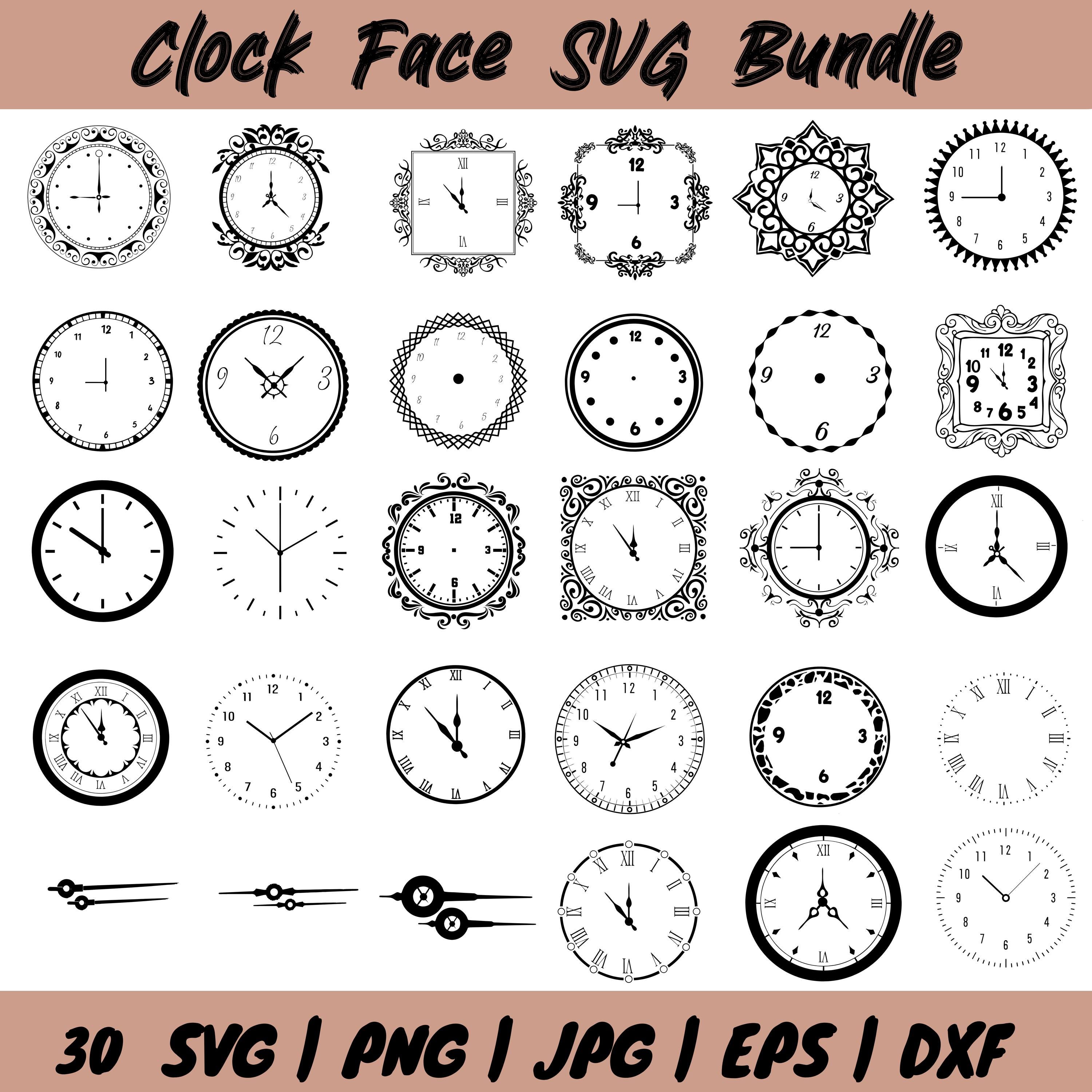 Clock Face Svg Bundle, Clock Numbers, Roman Numeral Clock, Clock Svg ...