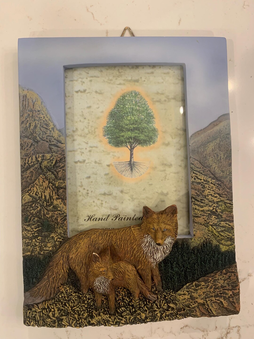 Hand Painted Photo Frame Fox Themed Holds 3.5x5 Inch Photo Ceramic Box ...