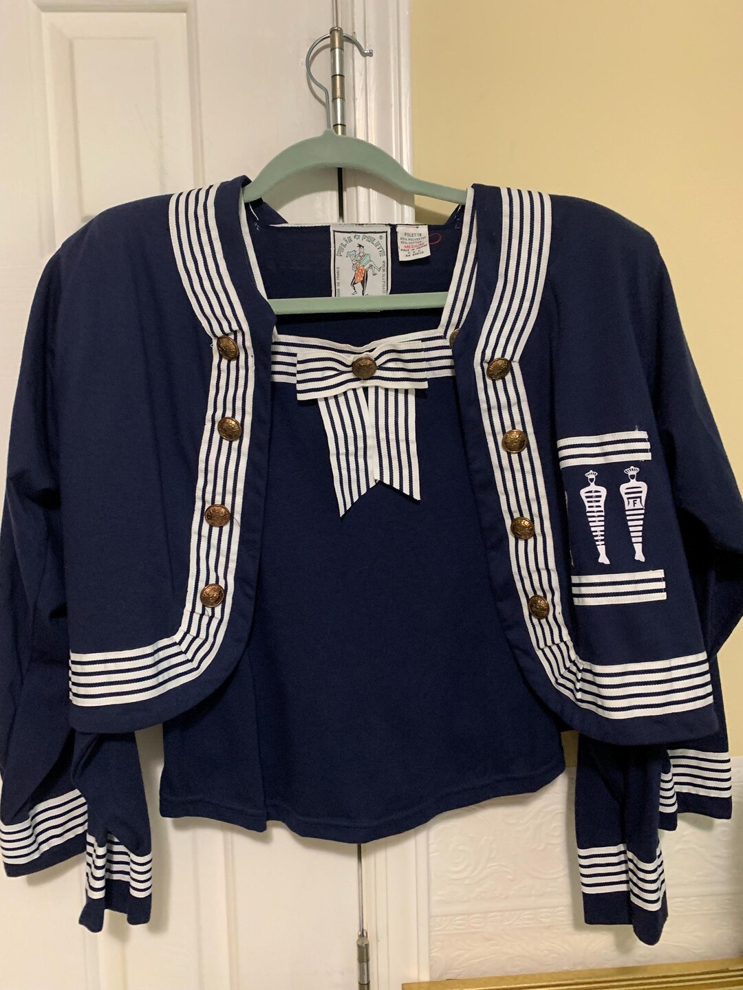 Folette Navy Vintage Nautical Style Blouse & Jacket Set Navy Blue ...