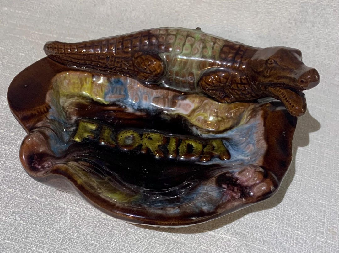 Vintage 1970s Ceramic Florida Alligator Ashtray: Souvenir Decor - Etsy