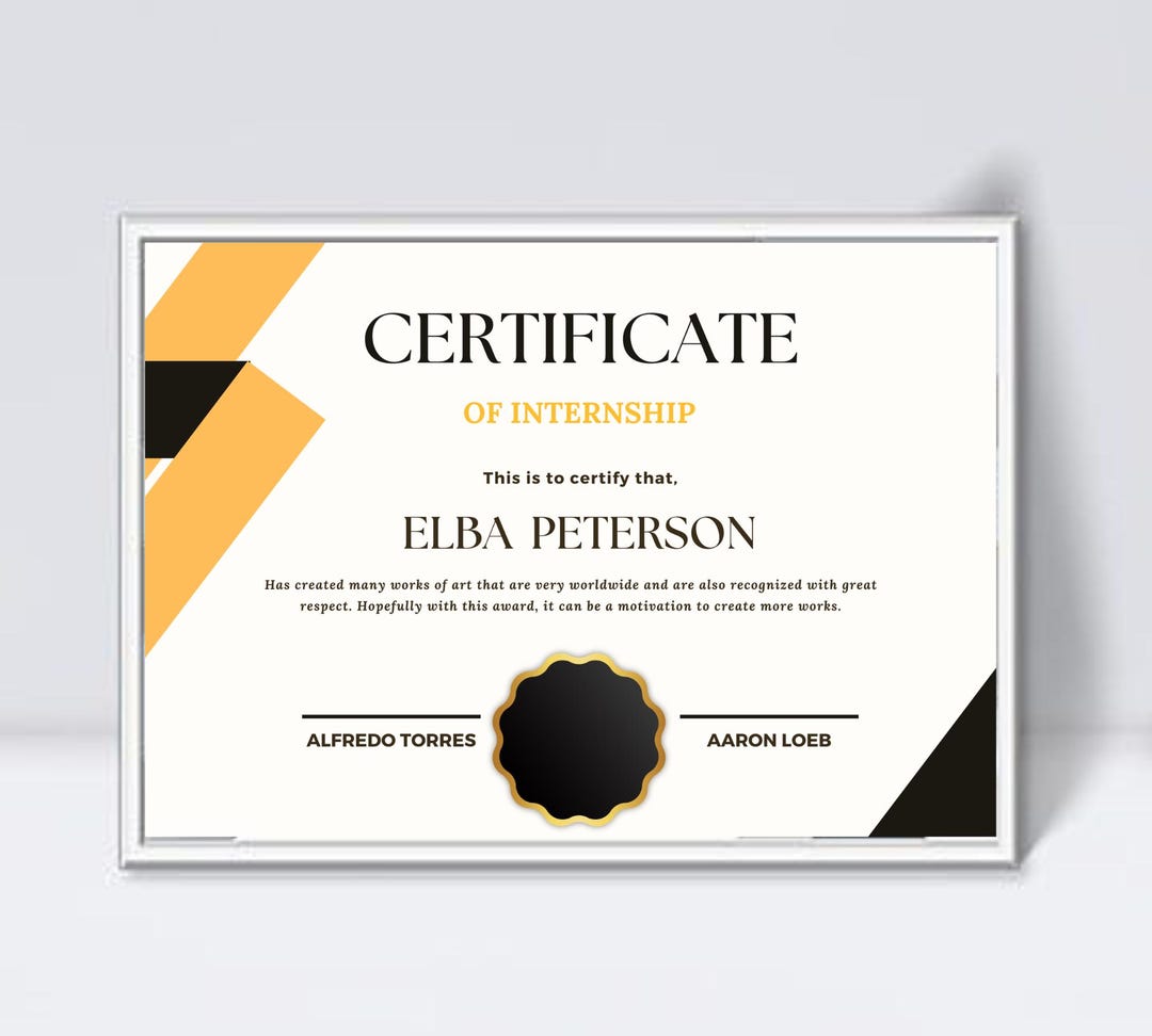 Downloadable Modern Internship Certificate, Customizable PDF ...