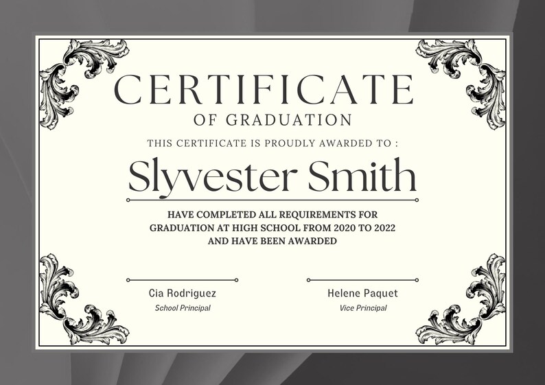 Editable Certificate of Graduation, Minimalistic PDF Graduation Award ...