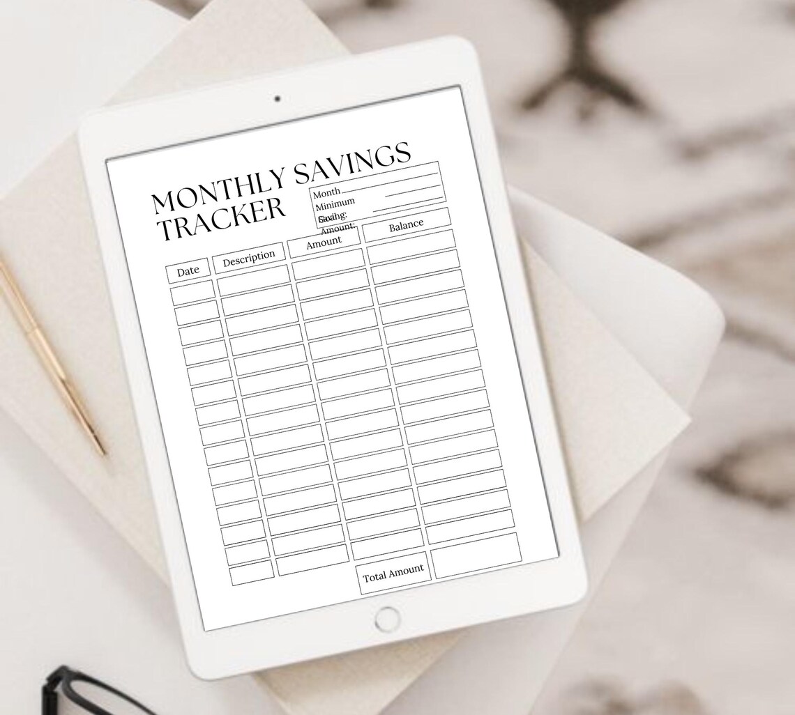 Downloadable Monthly Savings Tracker, Simple PDF Budget Planner for ...