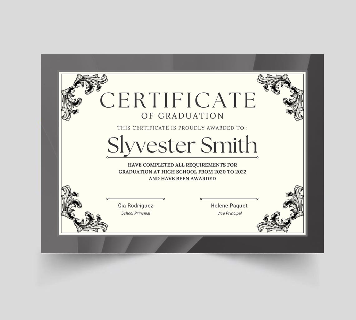 Editable Certificate of Graduation, Minimalistic PDF Graduation Award ...