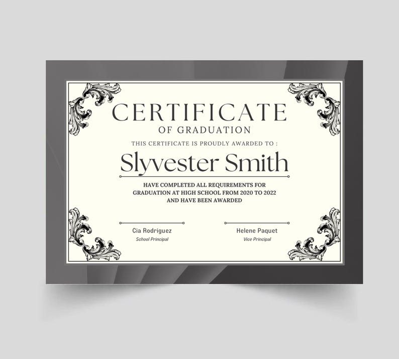 Editable Certificate of Graduation, Minimalistic PDF Graduation Award ...