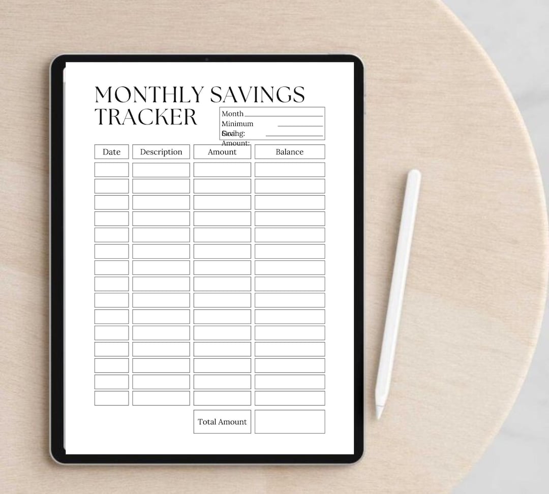 Downloadable Monthly Savings Tracker, Simple PDF Budget Planner for ...