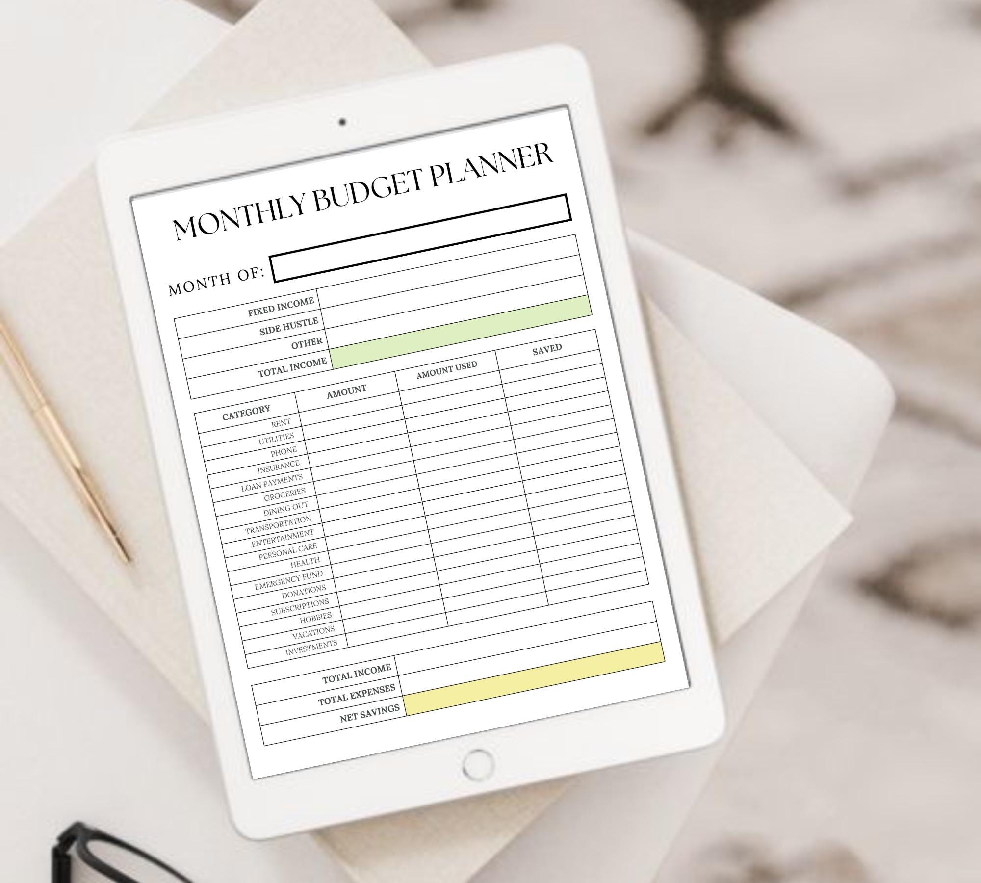 Editable Monthly Budget Planner, Customizable PDF, Financial Tracker ...