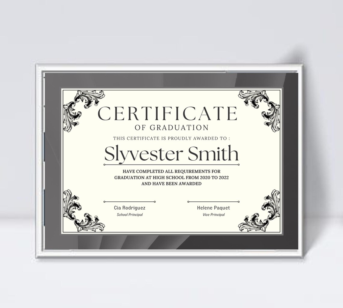 Editable Certificate of Graduation, Minimalistic PDF Graduation Award ...