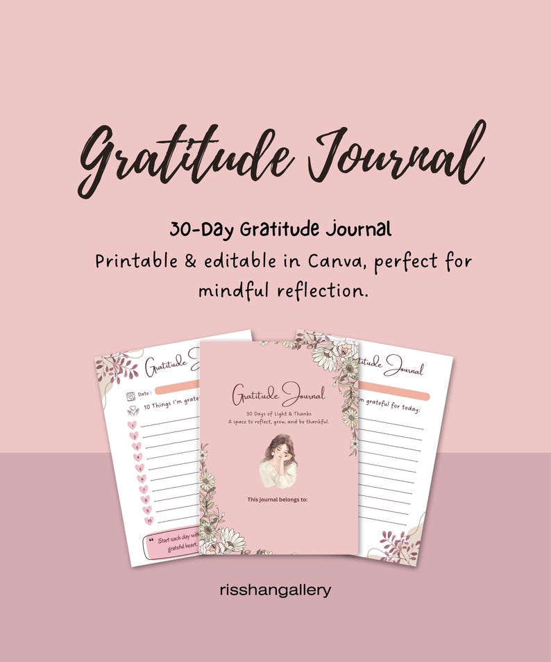 30-day Gratitude Journal | Printable Canva Template | Self-love ...