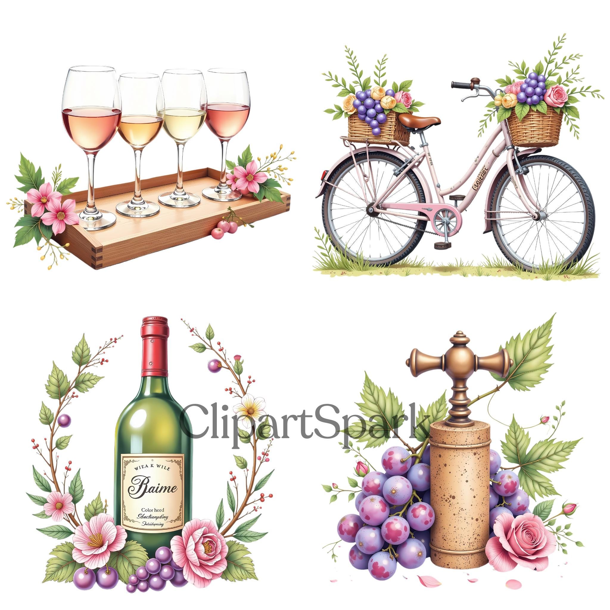 Wine Lover’s Clipart Bundle | 500 Pngs | 4096x4096 PX | Transparent ...