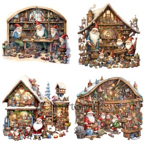 Santa's Workshop Bustling With Elves Clipart 70 Pngs Transparent ...
