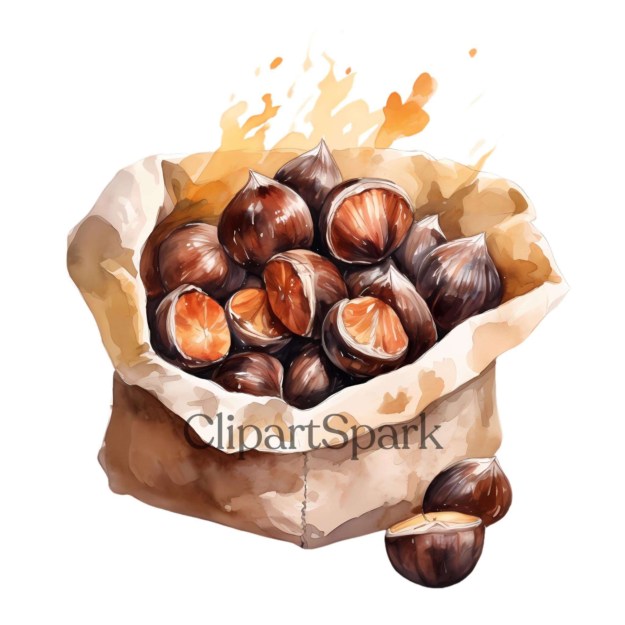 Roasted Chestnuts in a Bag Clipart | 15 Pngs | Transparent Background ...