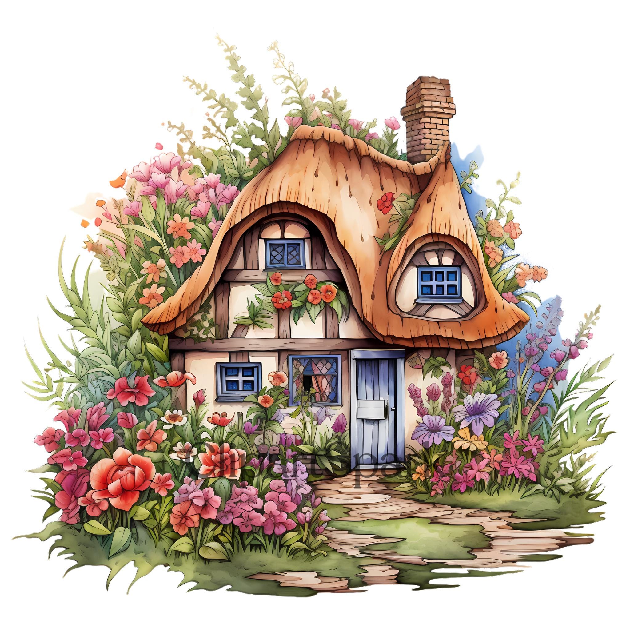 Thatched-roof Cottage Clipart 60 Pngs Transparent Background Charming ...
