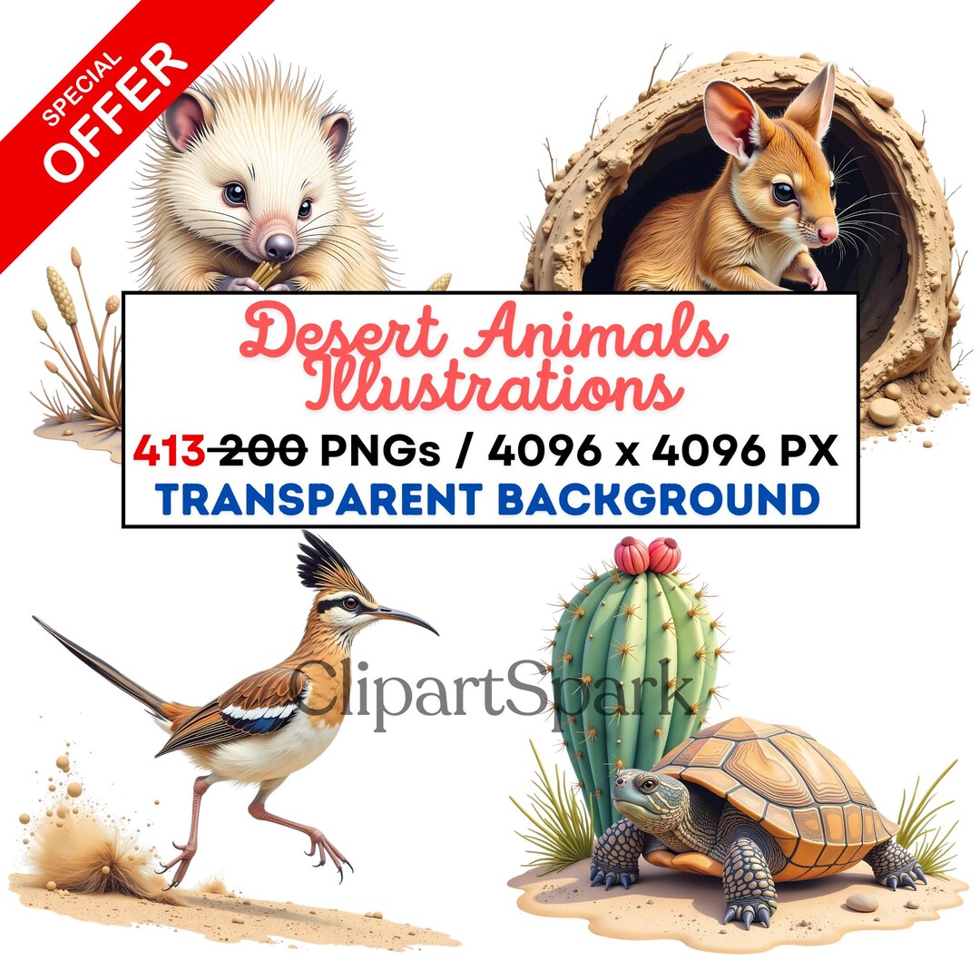 Desert Animals Illustrations Bundle | 413 Pngs | 4096x4096 Px ...