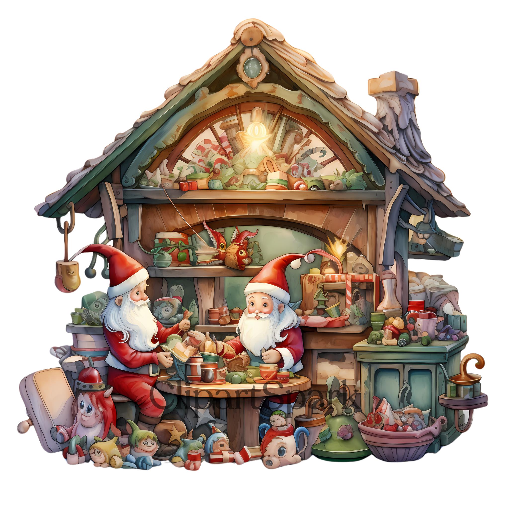 Santa's Workshop Bustling With Elves Clipart 70 Pngs Transparent ...