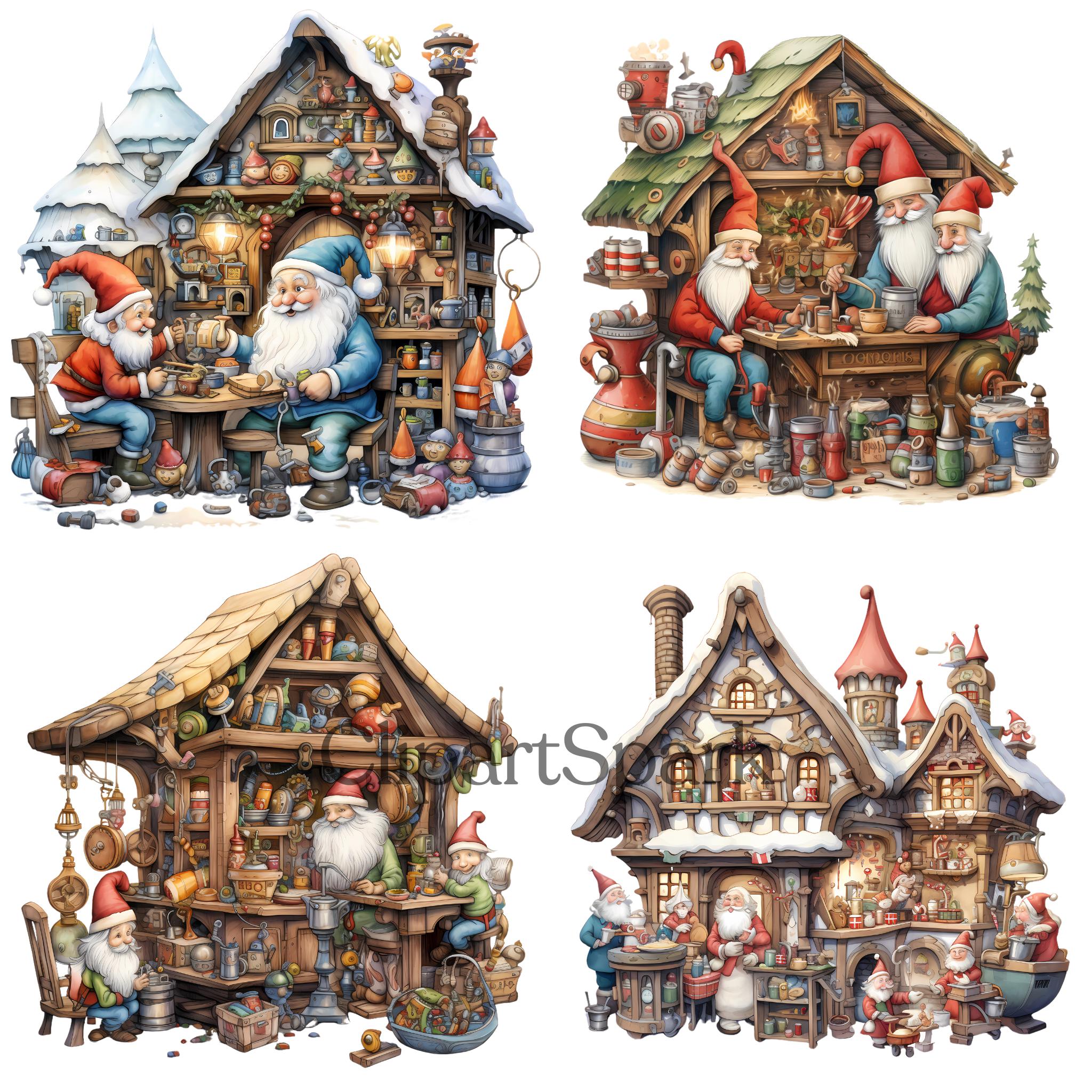 Santa's Workshop Bustling With Elves Clipart 70 Pngs Transparent ...