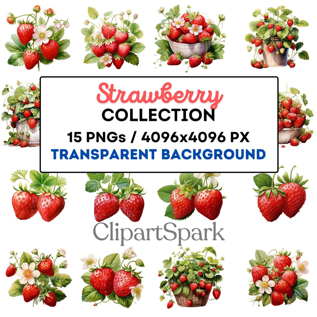 Watercolor Strawberry Clipart Collection 15 High-resolution Pngs Fresh ...