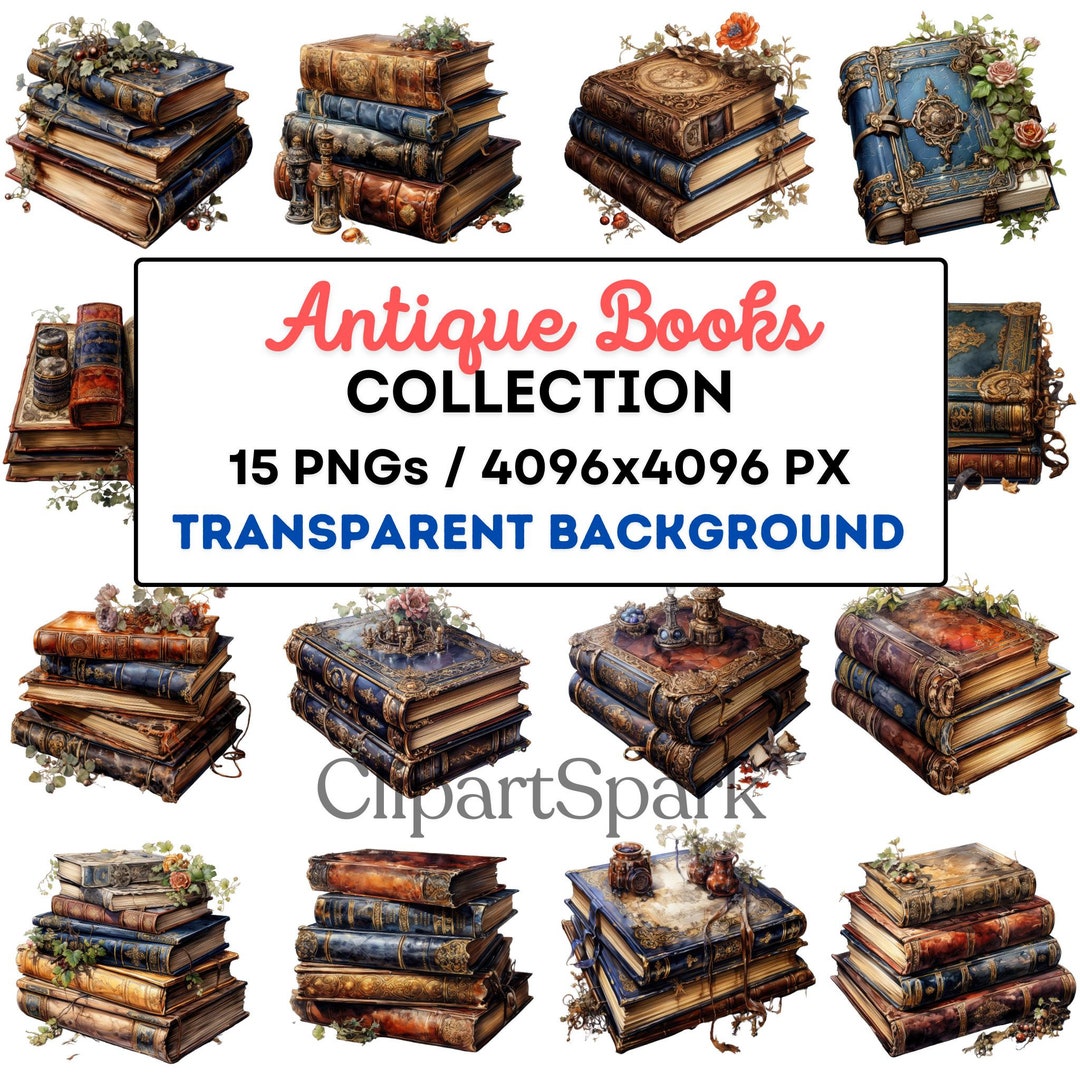 Antique Books Clipart Collection 15 High-resolution Pngs Vintage Book ...