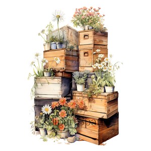 Old Wooden Boxes Clipart Collection 40 Pngs Rustic Farmhouse Decor ...