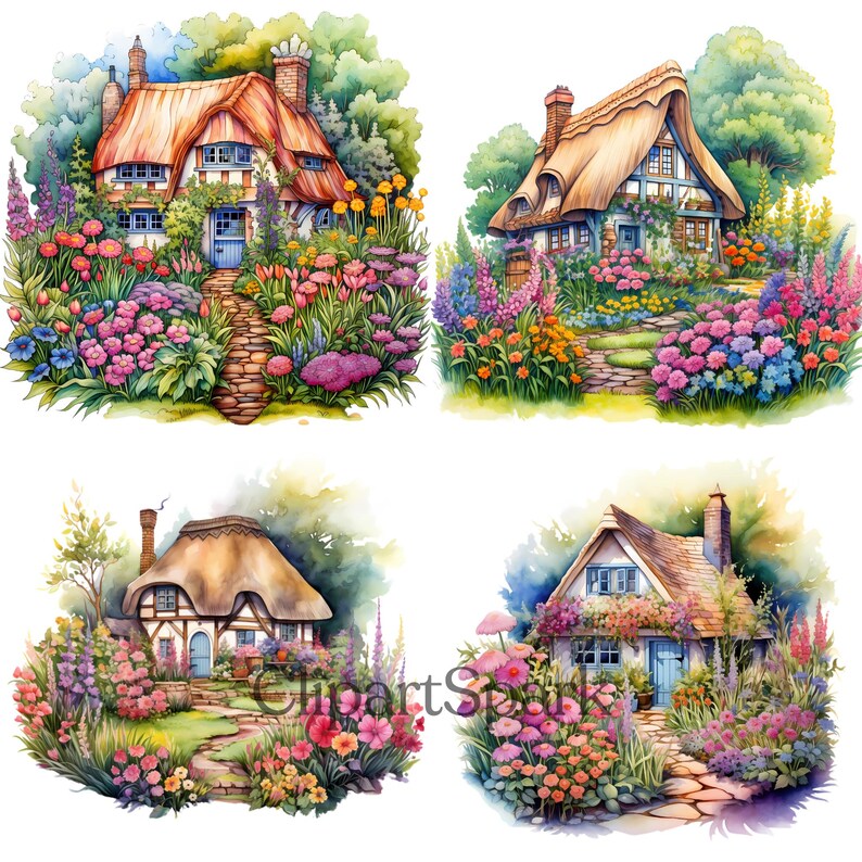 Thatched-roof Cottage Clipart 60 Pngs Transparent Background Charming ...