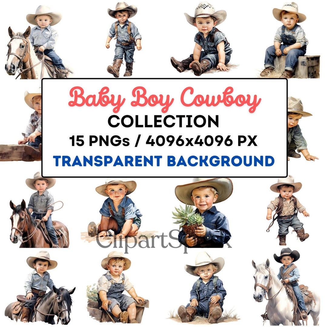 Baby Boy Cowboy Clipart Collection - 15 High-resolution Pngs Country ...